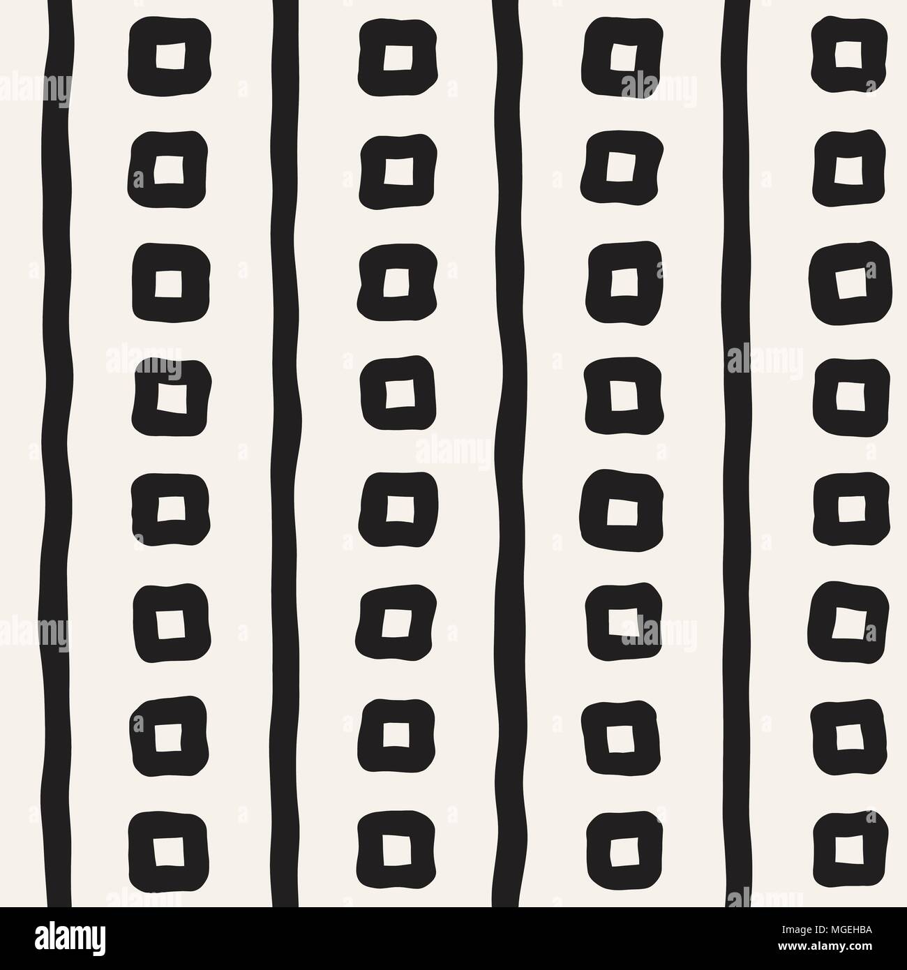 Hand drawn lines seamless grungy pattern. Abstract geometric repeating ...