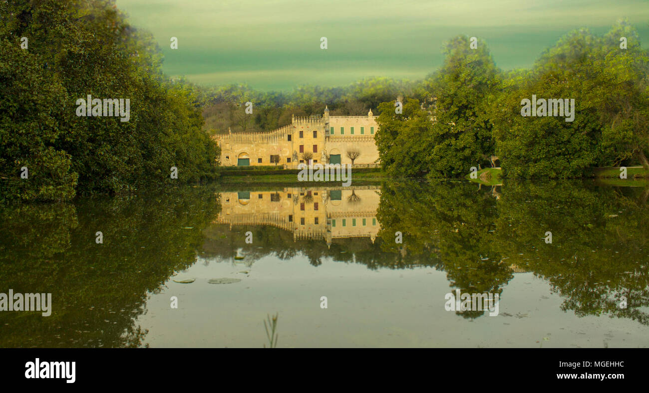 Padova, Italy, 20 April 2018 - courtyard of the Catajo castle in the ...