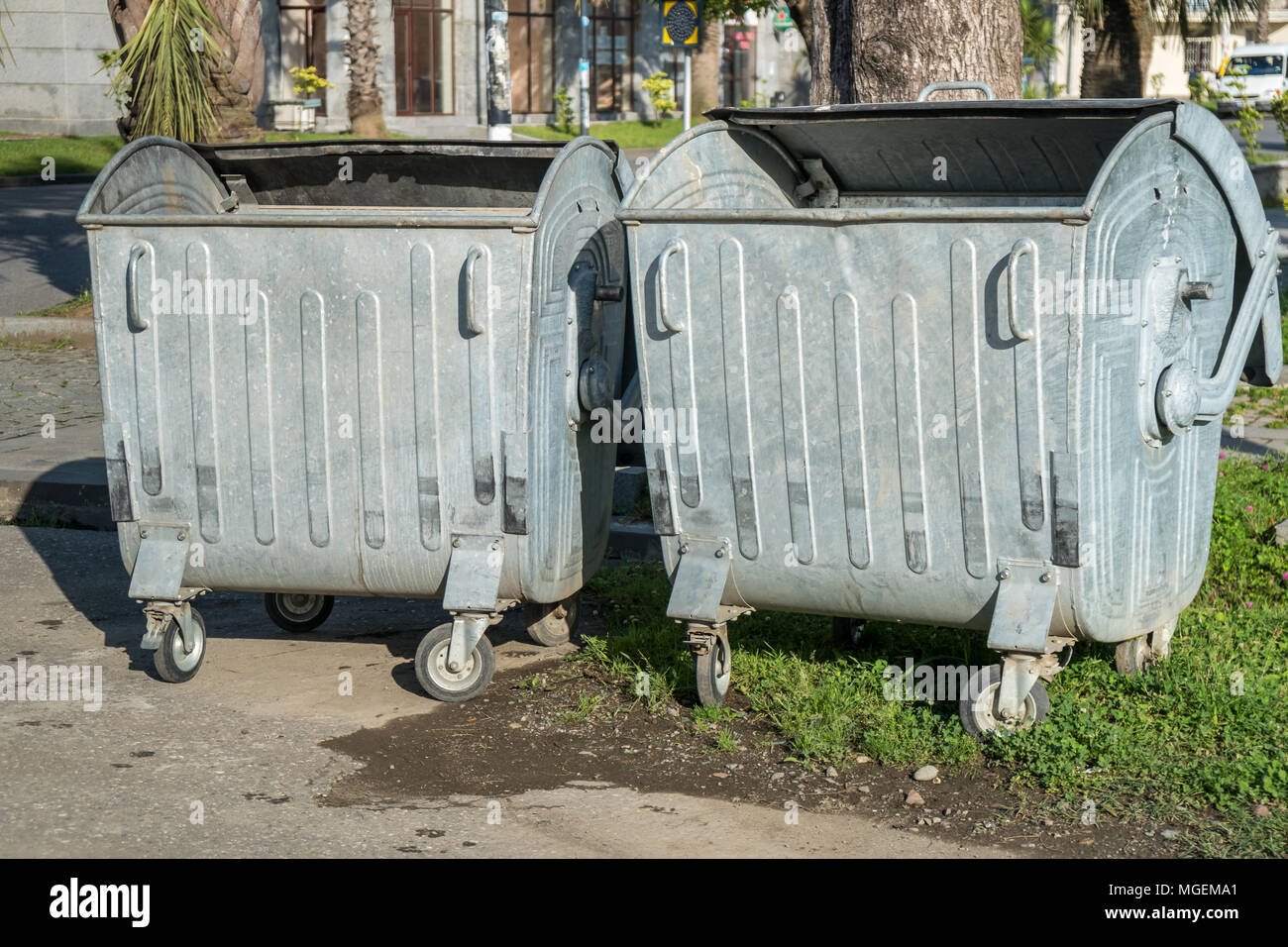 Big metal recycling containers on the street Stock Photo - Alamy