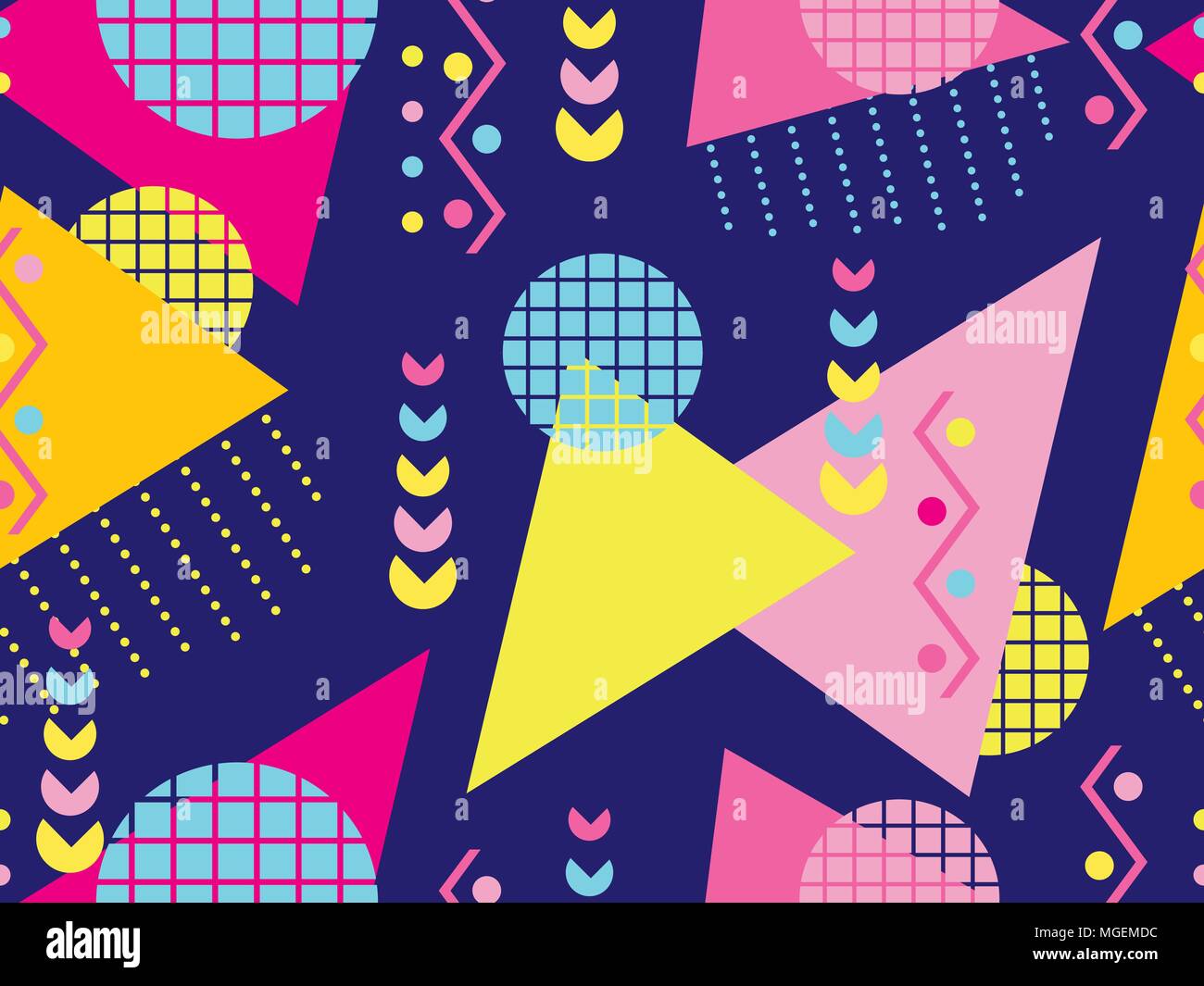 Memphis seamless pattern. Geometric elements memphis in the style of 80 ...