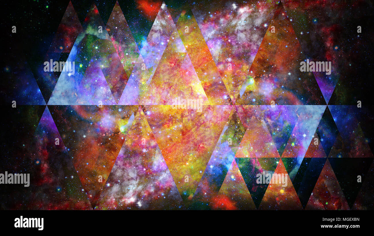 Universe, nebula, galaxy and the sacred geometry collage. Abstract ...