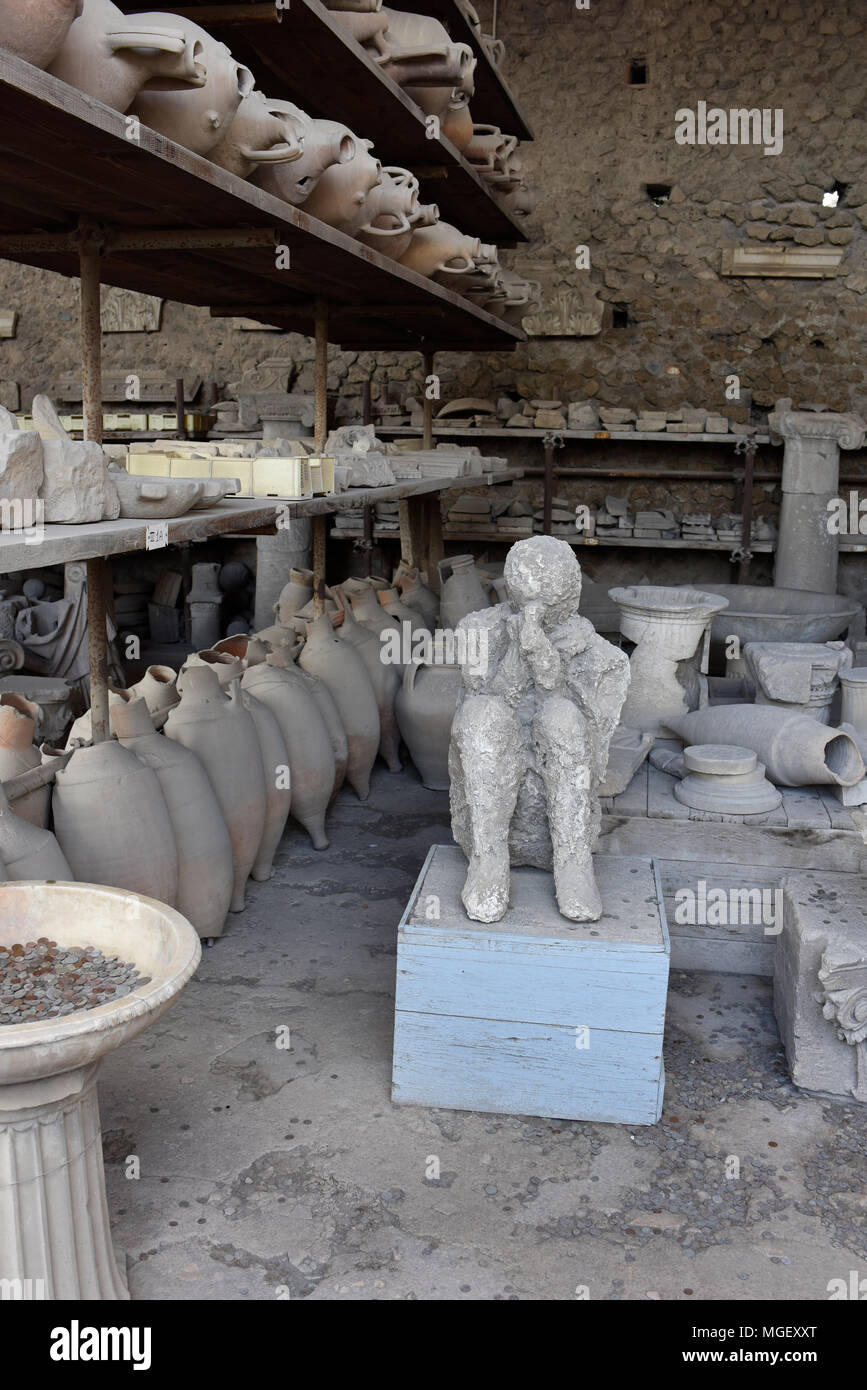 Plaster casts of actual human figures from the devastating volcanic ...