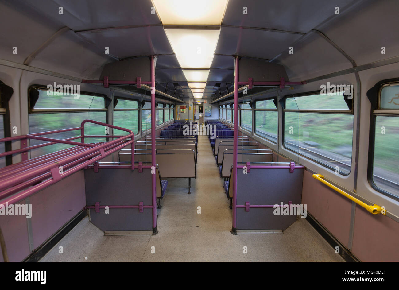 Interior of Northern rail class 142 pacer train 142035 showing the ...