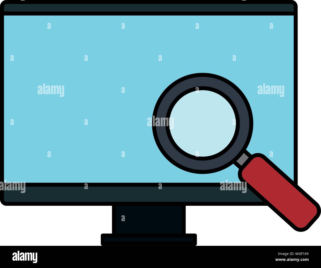 computer display with magnifying glass Stock Vector Image & Art - Alamy