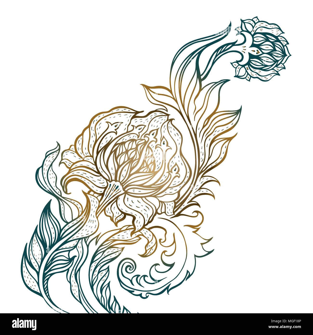 Abstract Flower. Hand Drawn Boho ornament. Vector illustration Stock ...
