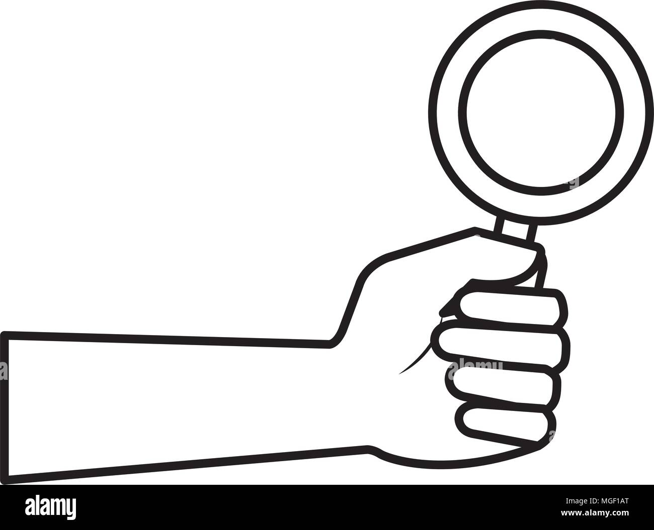 Hand human magnifying glass icon Black and White Stock Photos & Images ...