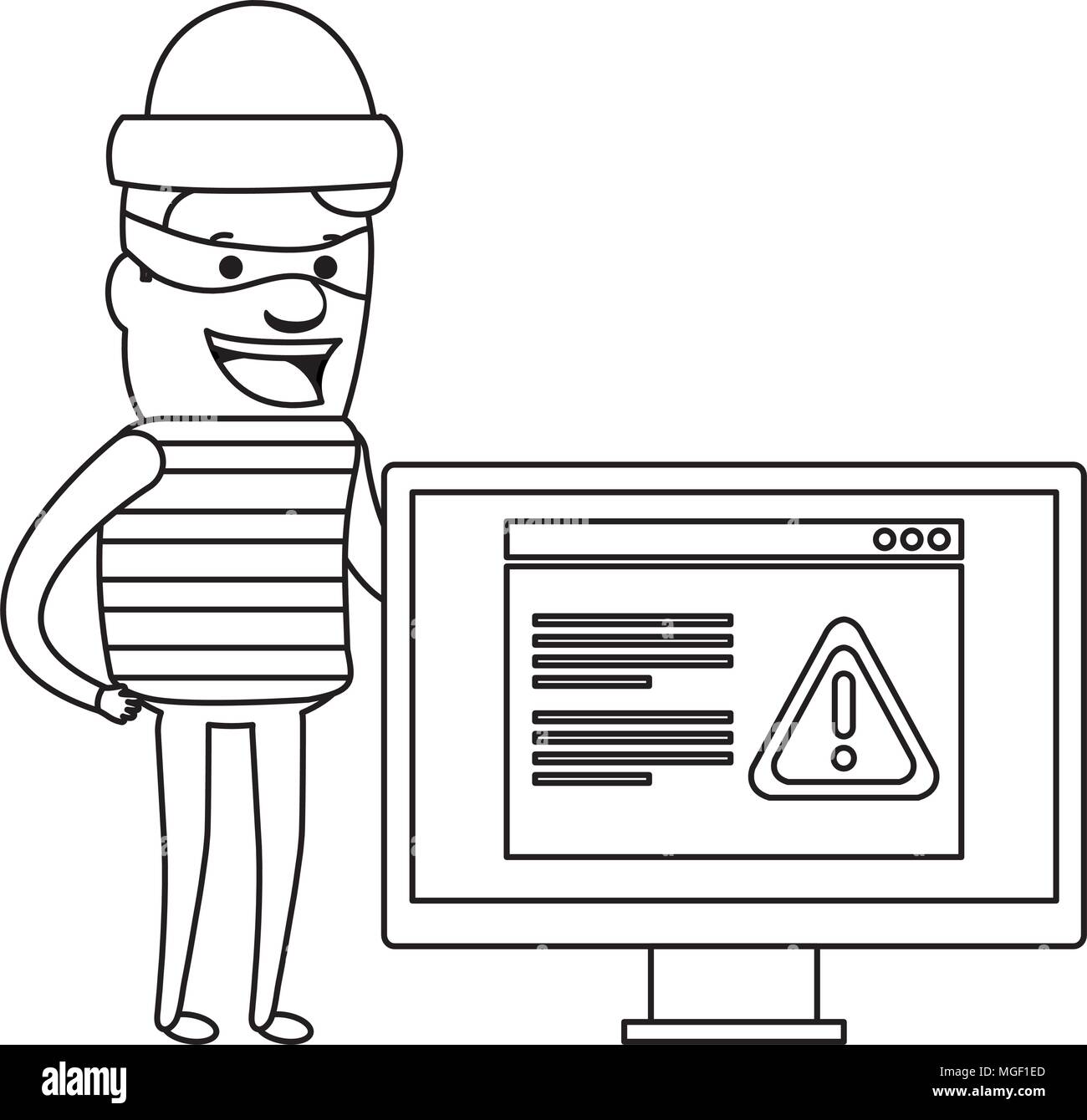 thief bad with computer alert avatar character Stock Vector Image & Art ...
