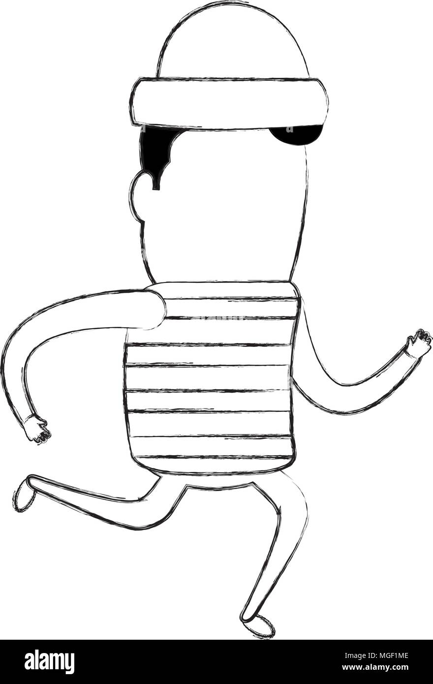 Cartoon burglar running Black and White Stock Photos & Images - Alamy