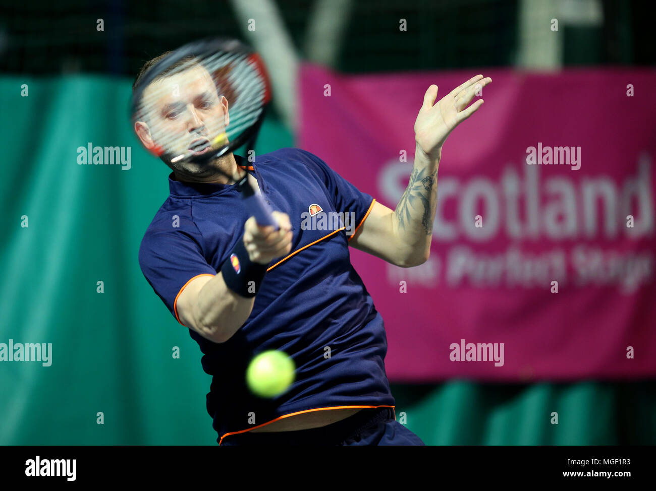 Great Britain's Dan Evans plays against Edward Corrie during day one of ...