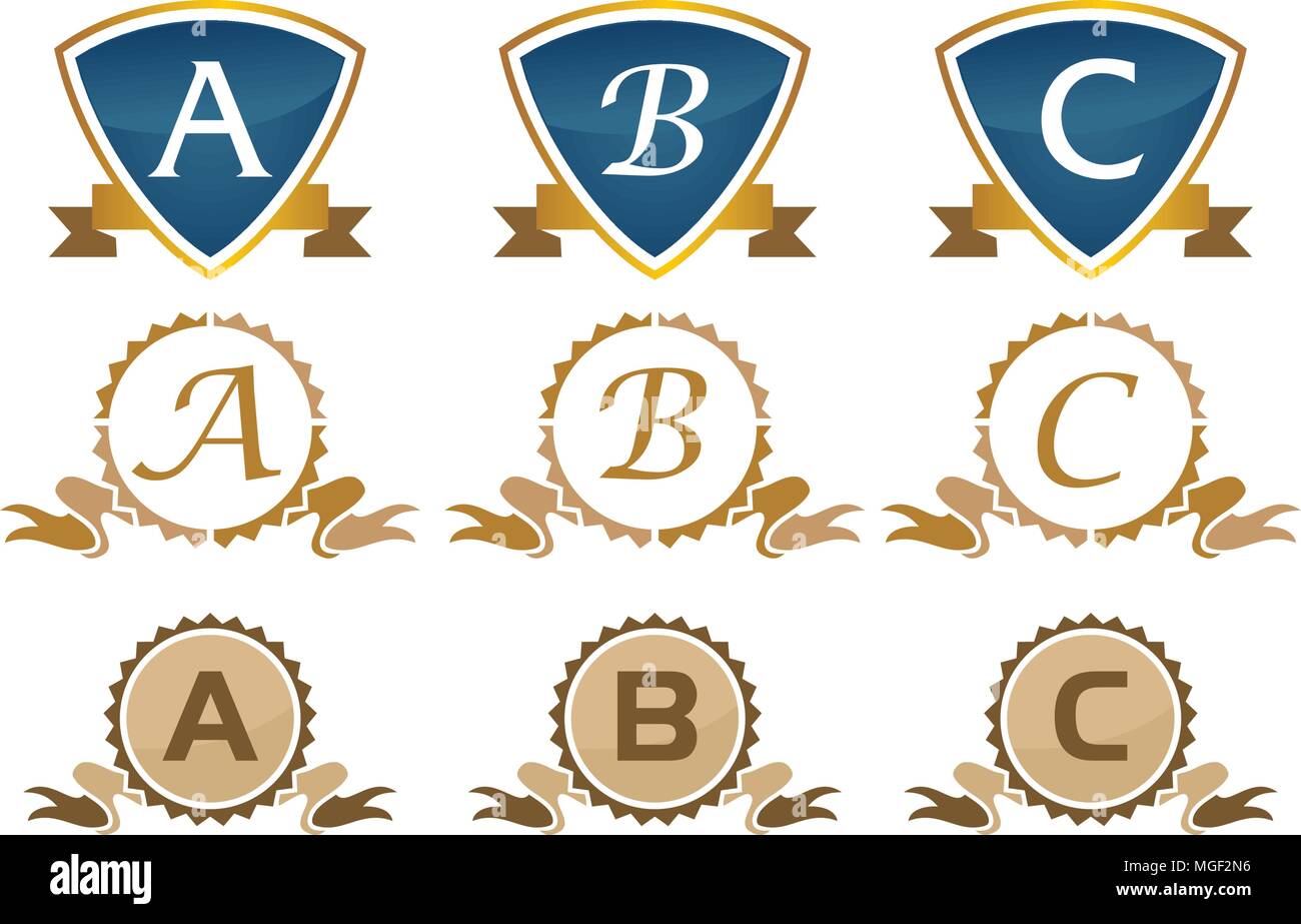 Emblem Ribbon Shield Initial Set Stock Vector Image & Art - Alamy