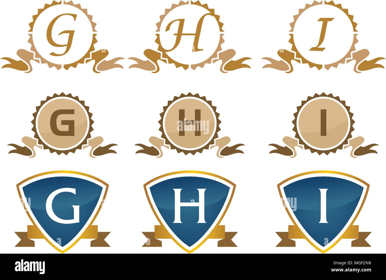 Emblem Ribbon Shield Initial Set Stock Vector Image & Art - Alamy