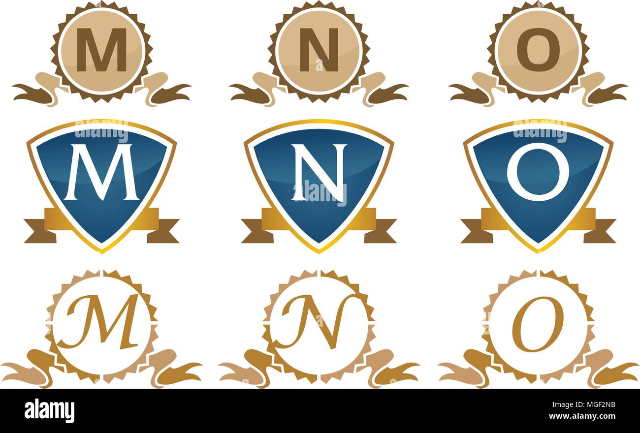 Emblem Ribbon Shield Initial Set Stock Vector Image & Art - Alamy