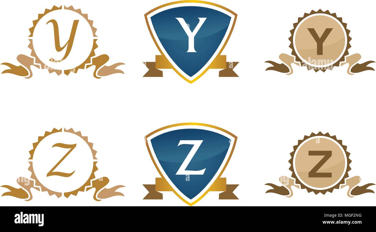 Emblem Ribbon Shield Initial Set Stock Vector Image & Art - Alamy