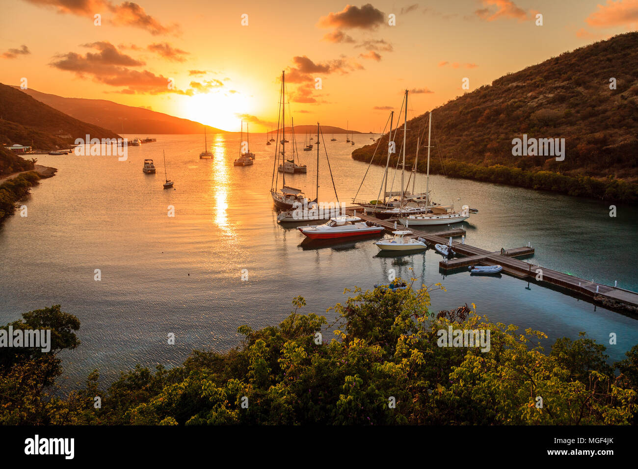 Beautiful sunset scene on the island of Virgin Gorda in BVI Stock Photo ...