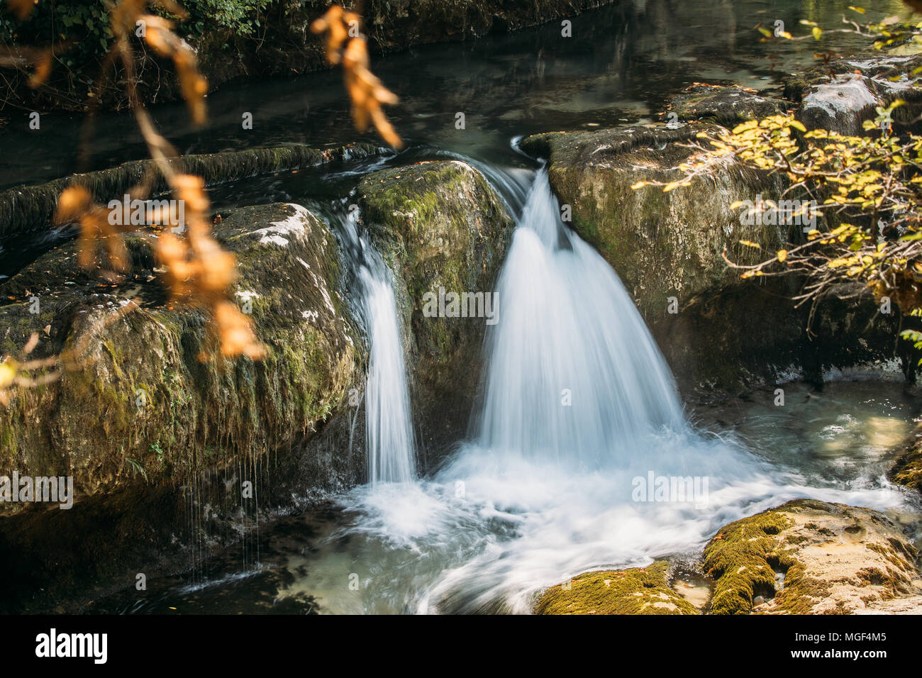 Waterfalls In Martvili Canyon, Georgia. Landscape Abasha River. Natural ...