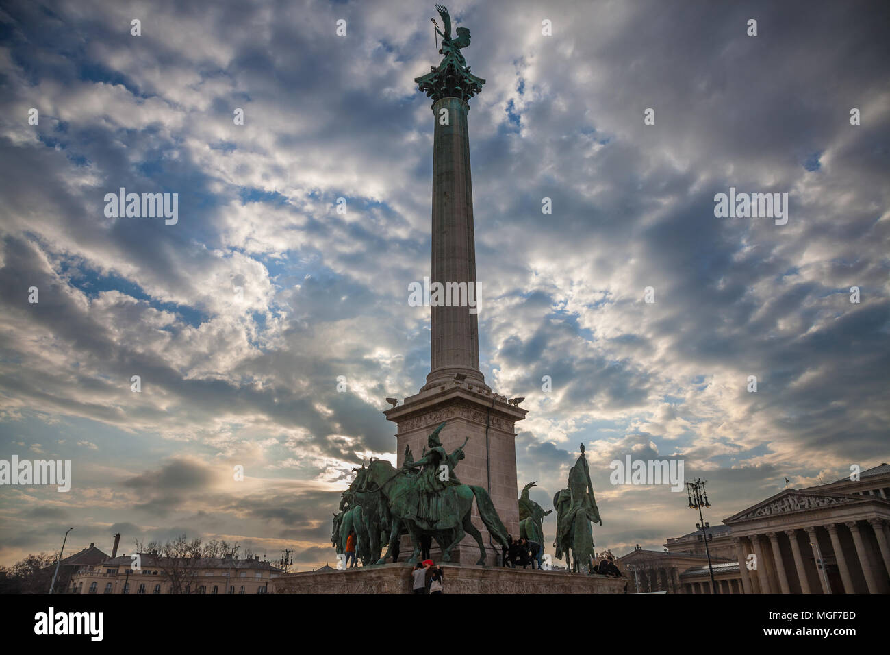 BUDAPEST, HUNGARY - APRIL 7, 2017: Heroes square (Hosok Tere) in ...