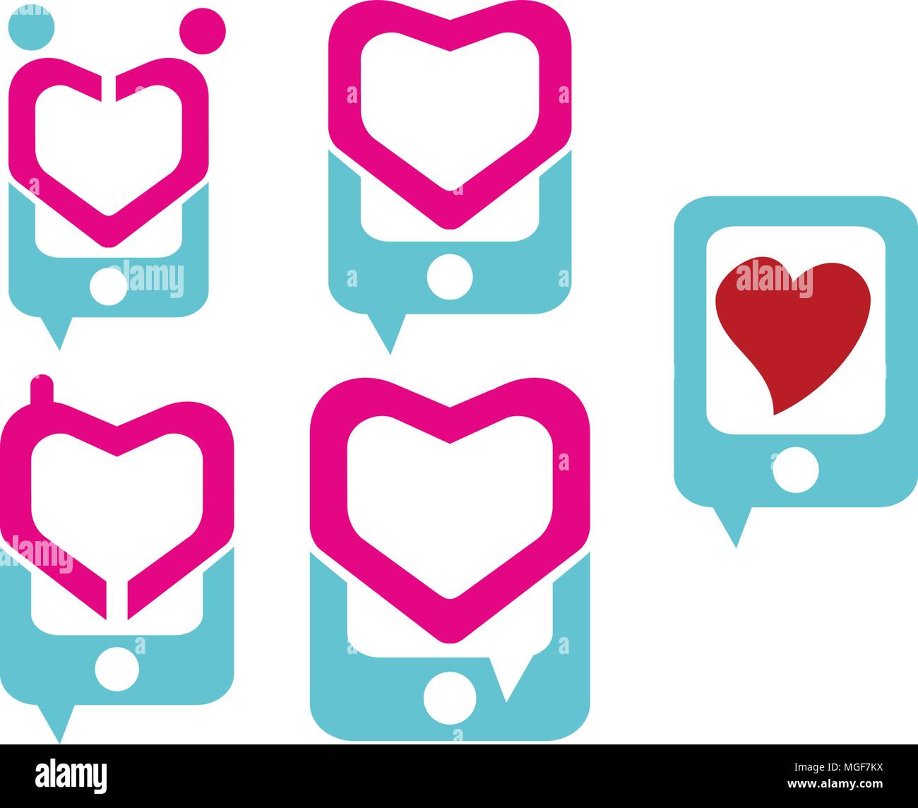 Phone Love Logo Set Stock Vector Image & Art - Alamy