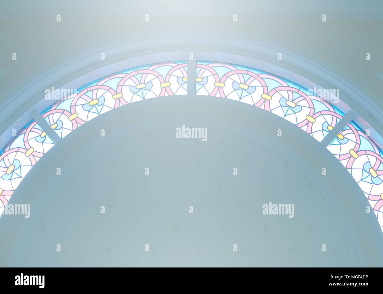 achitecture detail with stained-glass window Stock Photo - Alamy