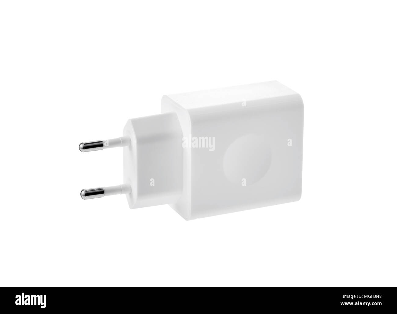 White plug on isolated white background Stock Photo - Alamy