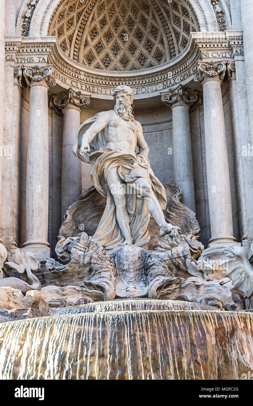 Trevi Fountain in Rome; Italy. Famous landmark fountain di Trevi close ...
