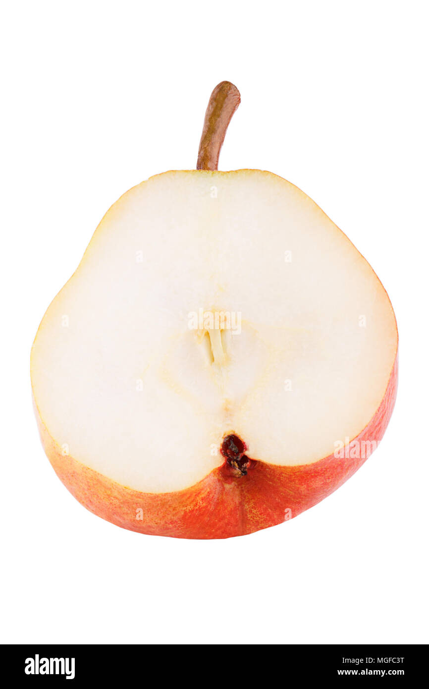 Isolated fruits. Half pear fruit isolated on white background with ...