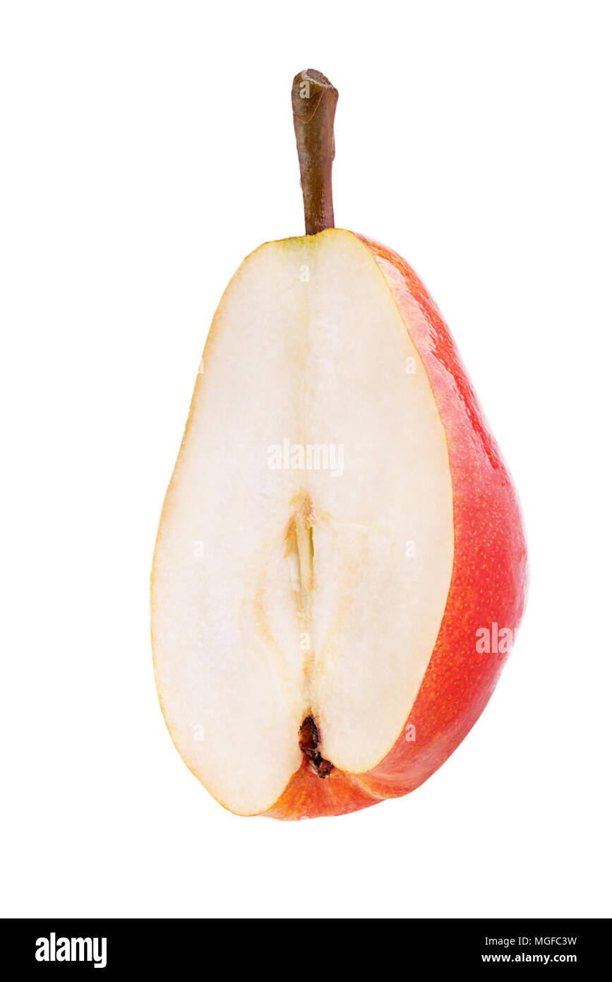 Isolated fruits. Half sweet pear isolated on white background with ...