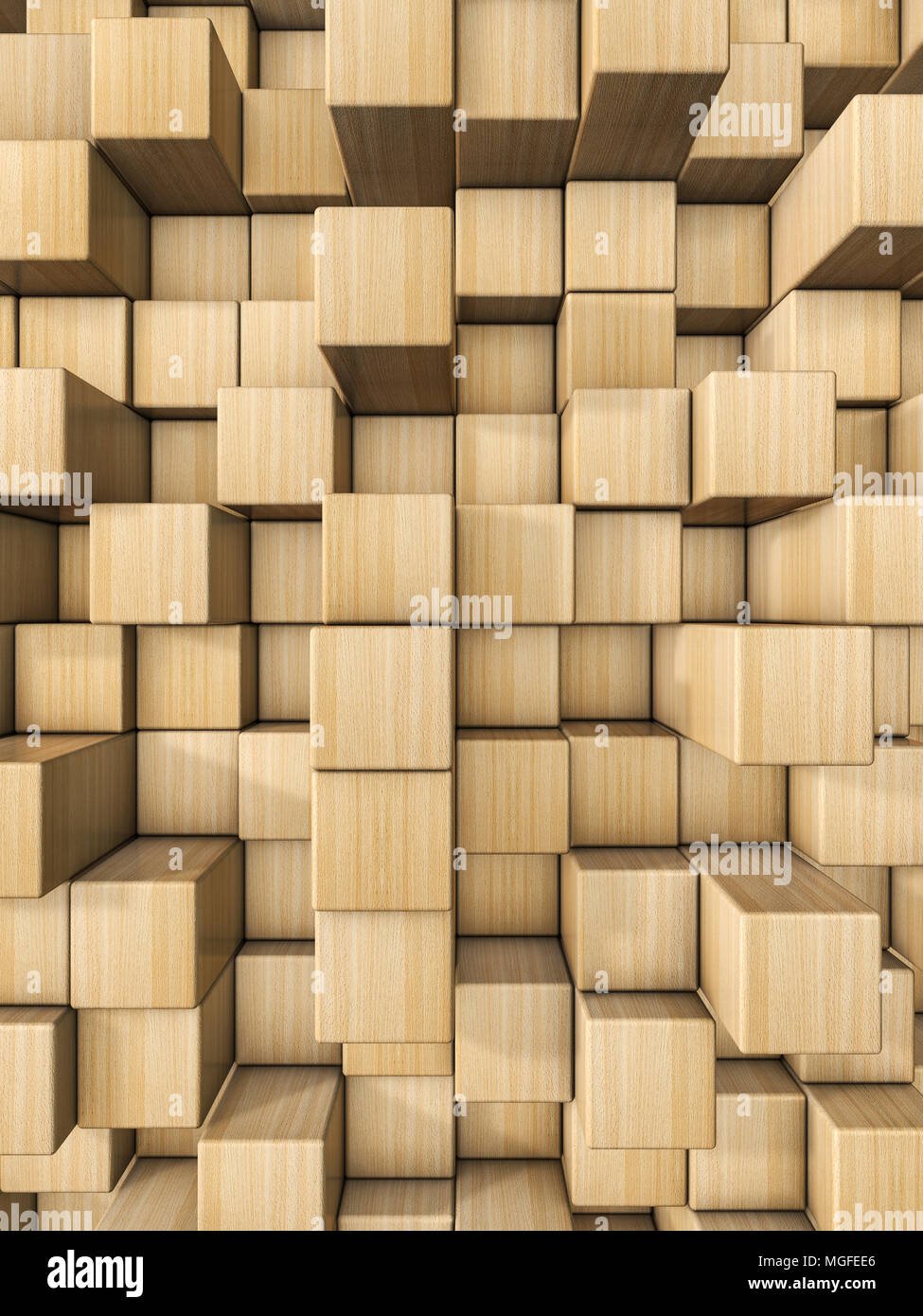 Wooden cubes for background. 3d illustration Stock Photo - Alamy