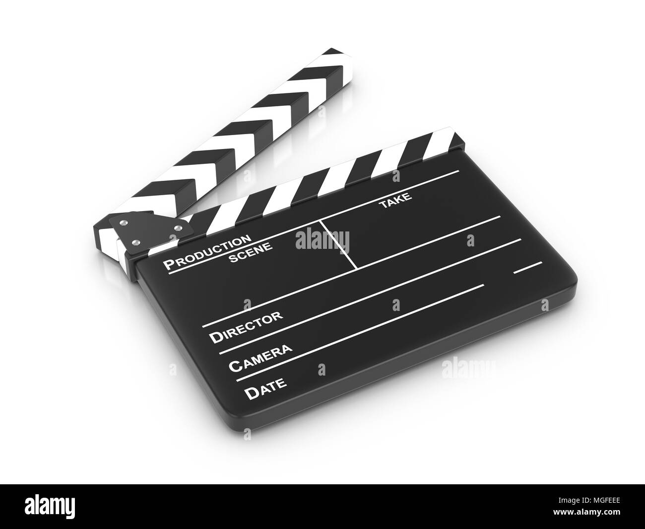 Clapper board on a white background. 3d illustration Stock Photo - Alamy