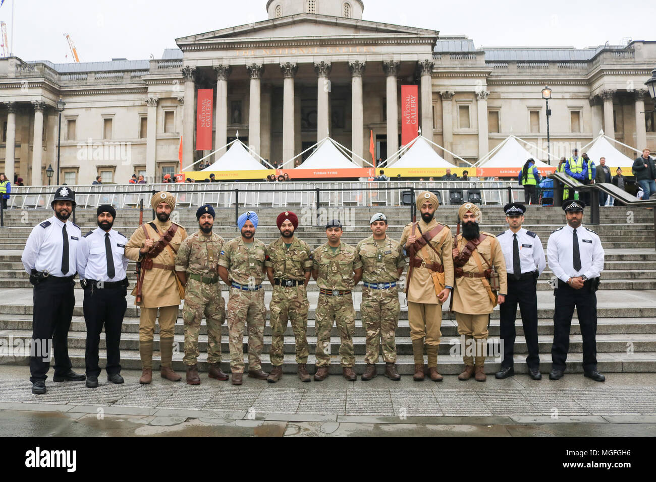 London UK. 28th April 2018. Soldiers from the Sikh faith dressed in ...