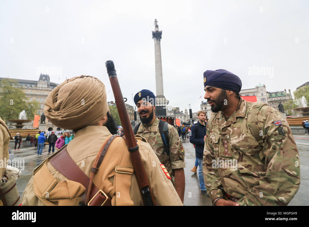 London UK. 28th April 2018. Soldiers from the Sikh faith dressed in ...
