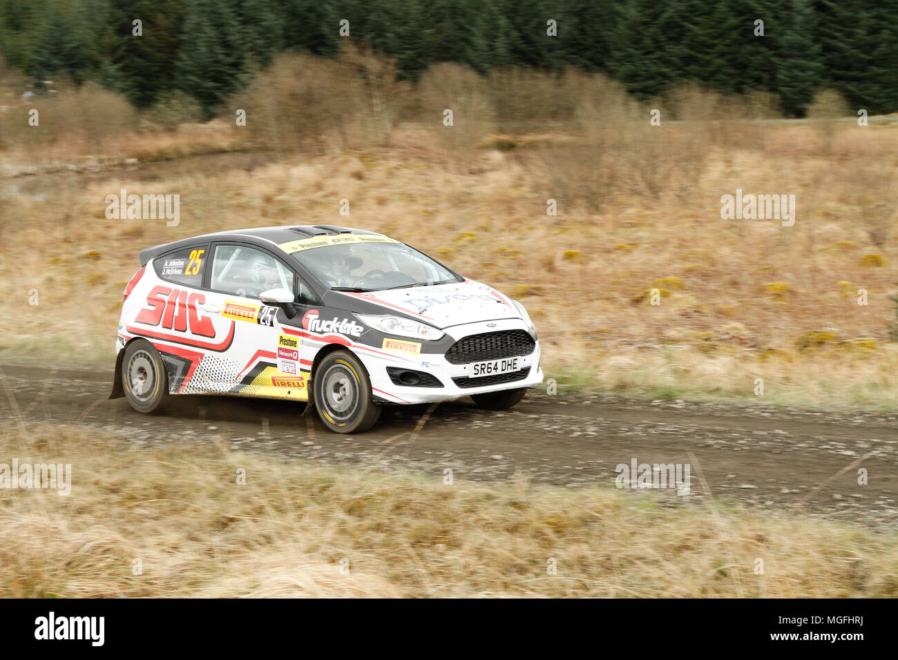 Kielder Forest, Northumberland, UK, 28 April 2018. Rally drivers ...