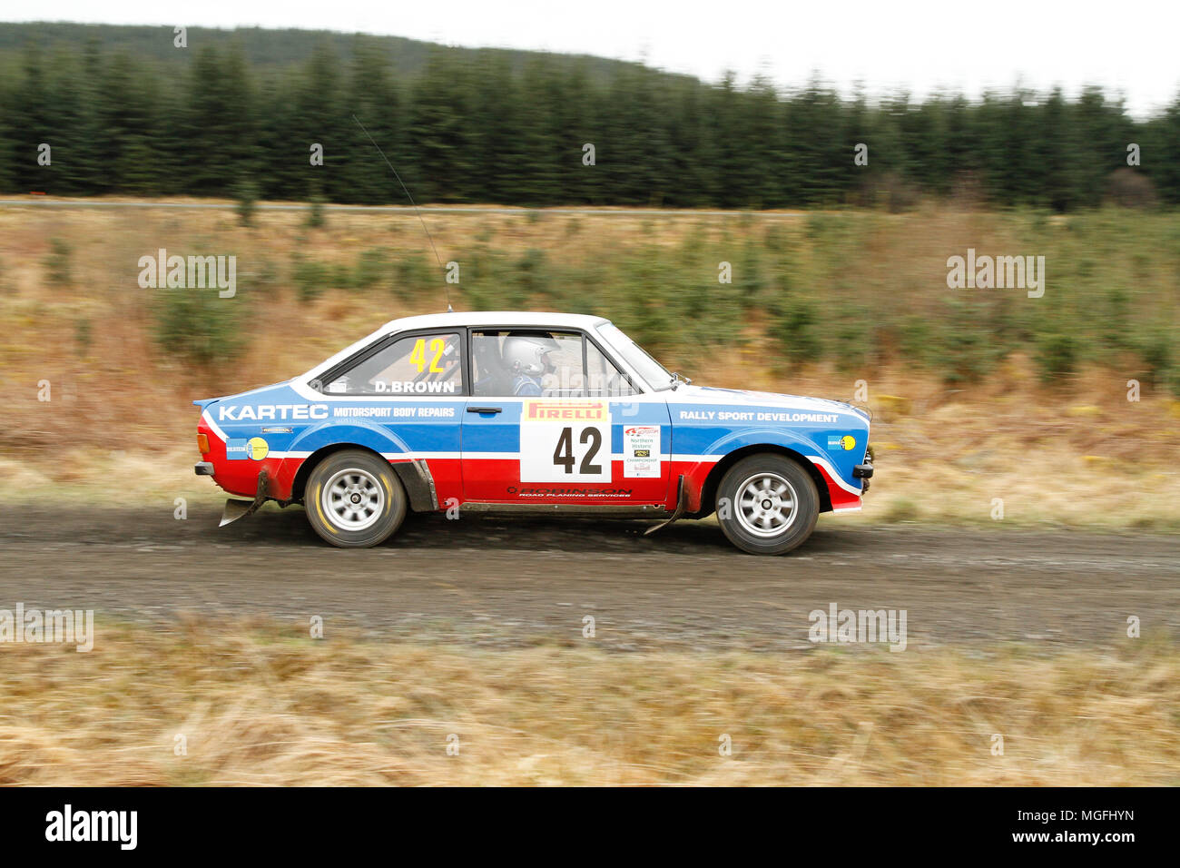 Kielder Forest, Northumberland, UK, 28 April 2018. Rally drivers ...