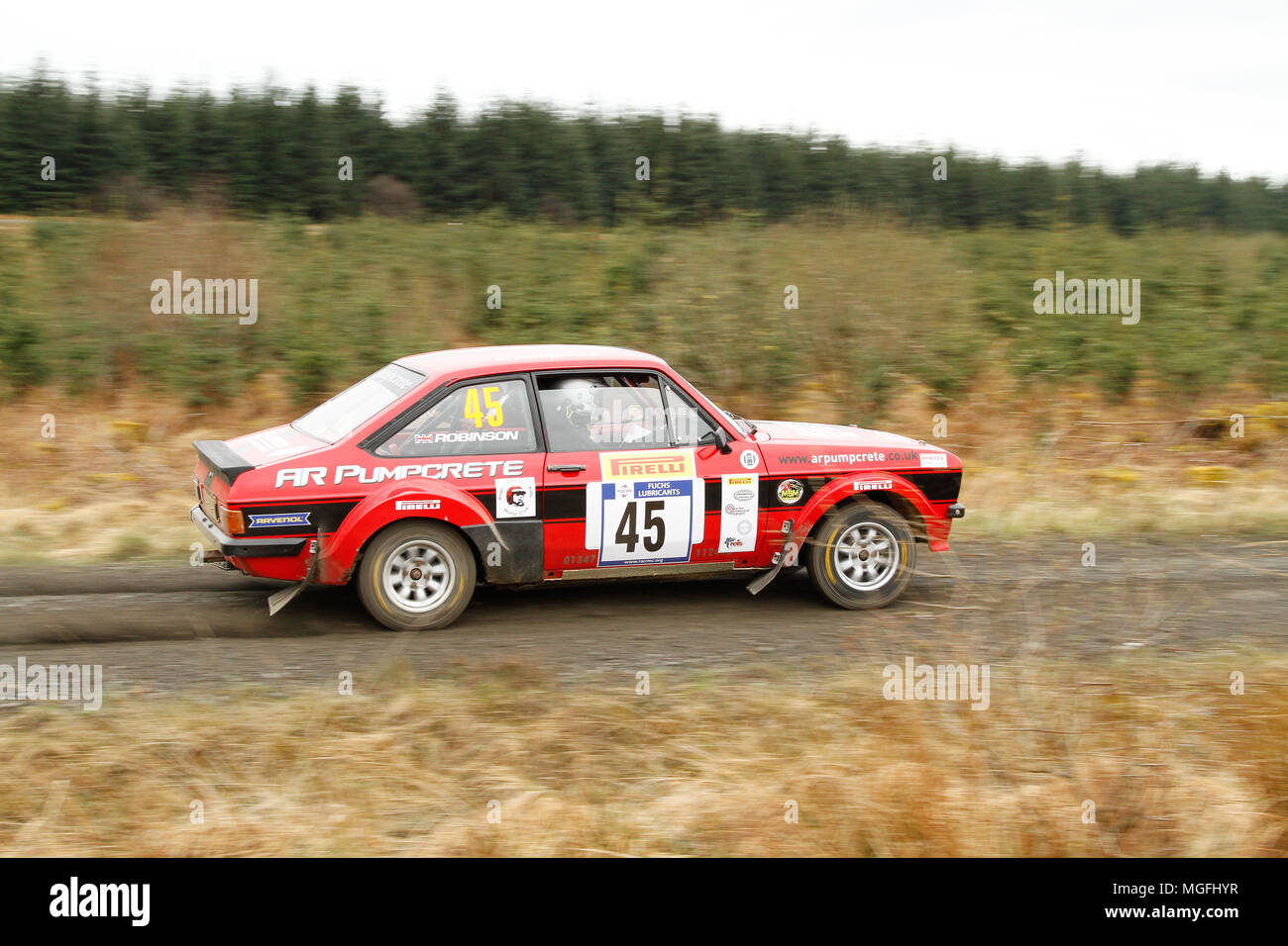Kielder Forest, Northumberland, UK, 28 April 2018. Rally drivers ...