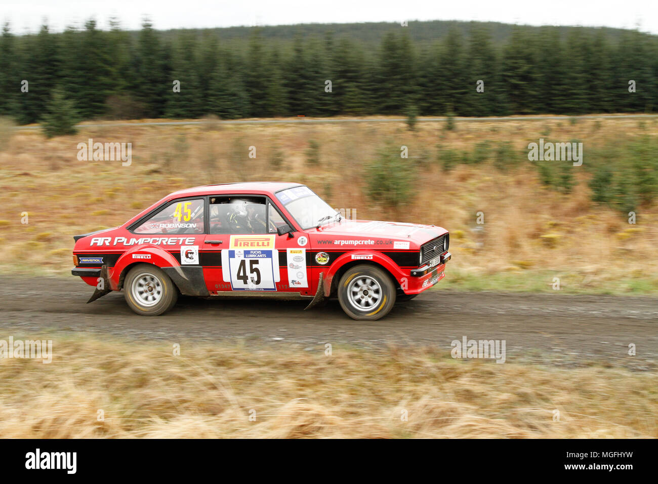 Kielder Forest, Northumberland, UK, 28 April 2018. Rally drivers ...