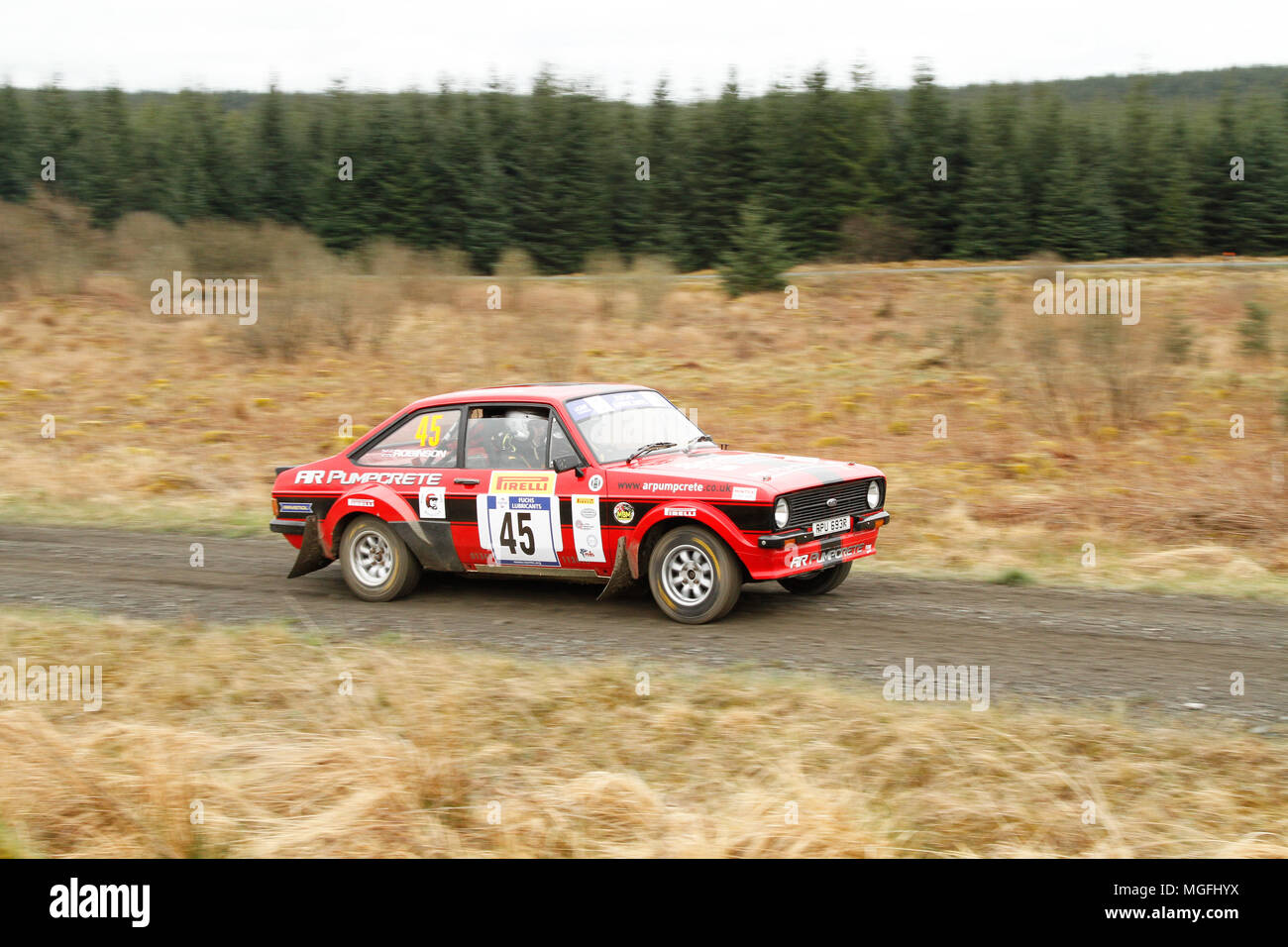 Kielder Forest, Northumberland, UK, 28 April 2018. Rally drivers ...