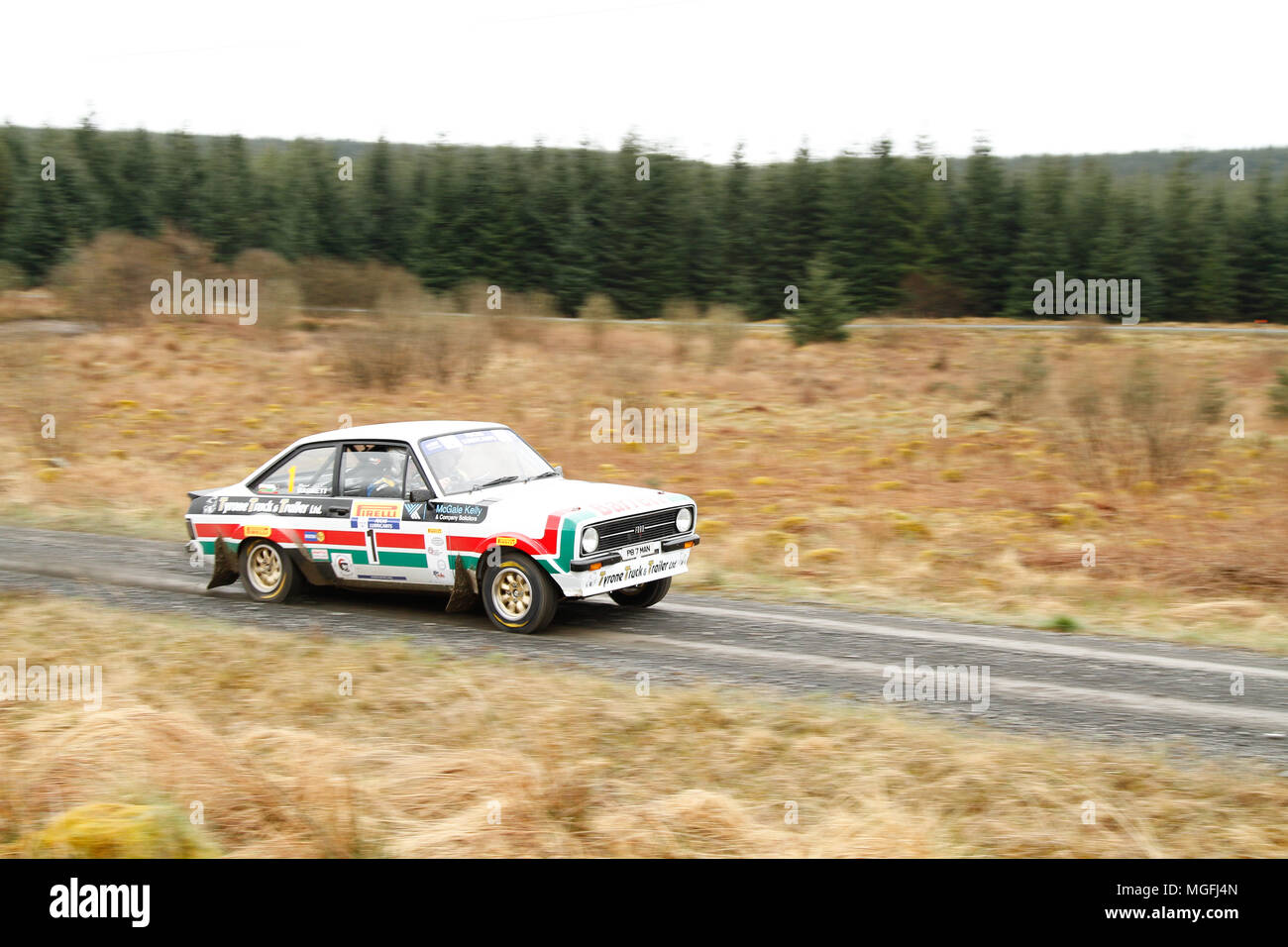 Kielder Forest, Northumberland, UK, 28 April 2018. Rally drivers ...