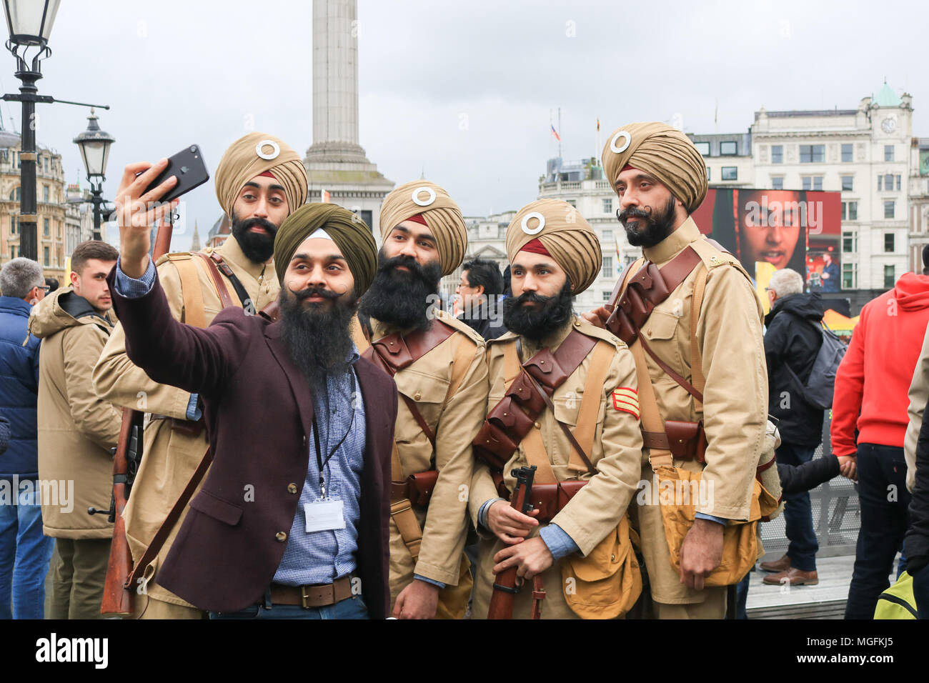 London UK. 28th April 2018. Soldiers from the Sikh faith dressed in ...