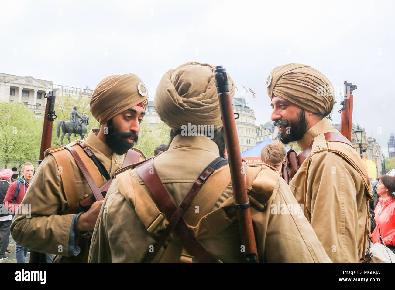 London UK. 28th April 2018. Soldiers from the Sikh faith dressed in ...