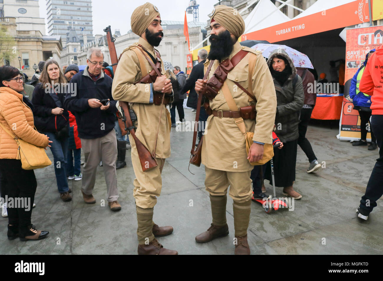 London UK. 28th April 2018. Soldiers from the Sikh faith dressed in ...