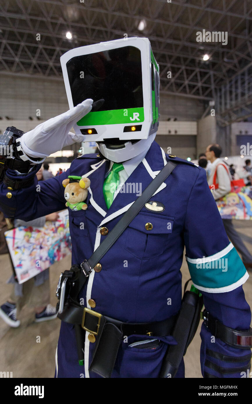 Chiba, Japan, 28 April 2018. A cosplayer poses for a photograph during ...