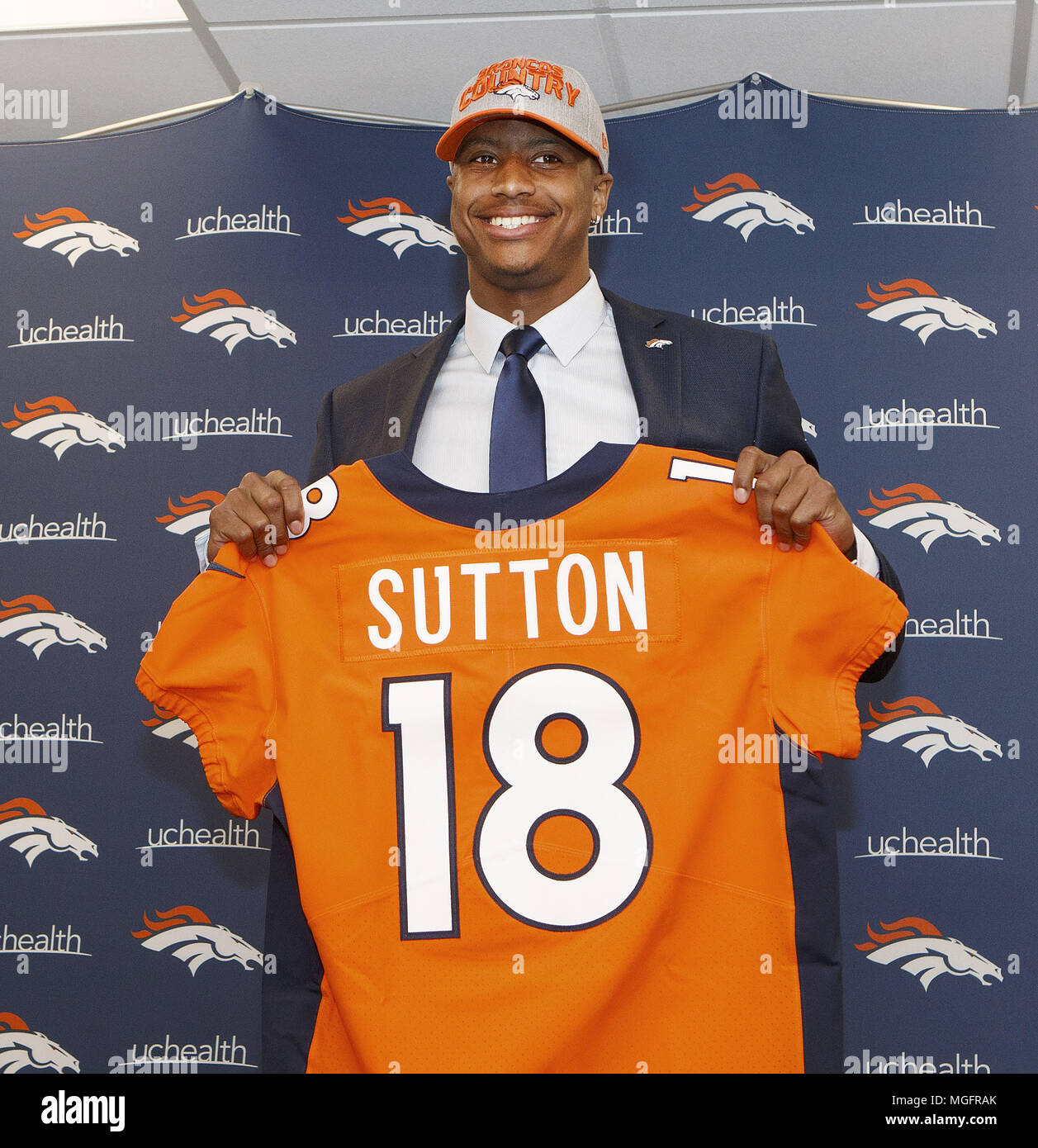 Englewood, Colorado, USA. 28th Apr, 2018. The Denver Broncos #2 Pick of ...