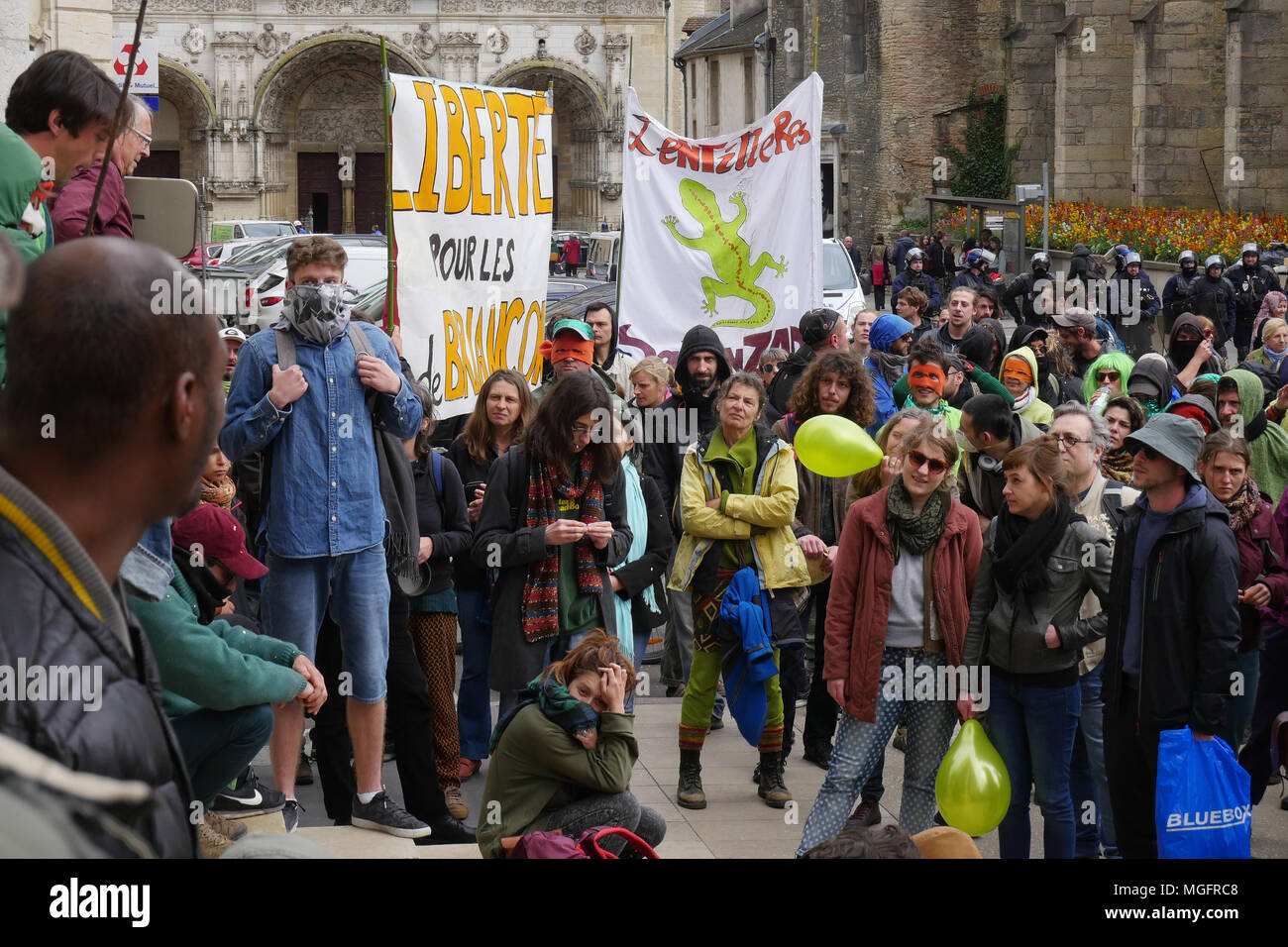 Protesters support ZAD (Zone to Defend) in Dijon, Cote d4Or, France ...