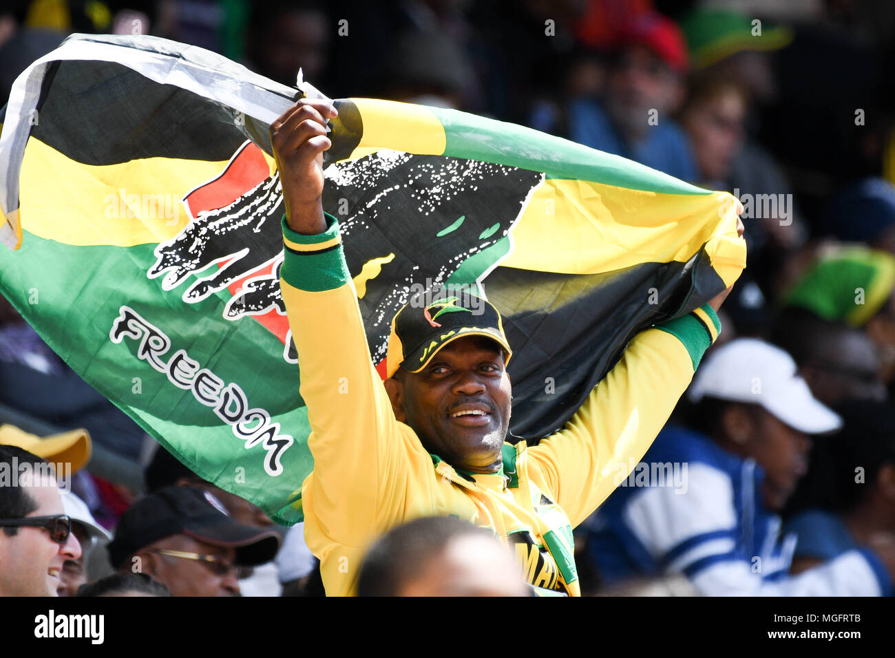 Philadelphia, Pennsylvania, USA. 28th Apr, 2018. A Jamaican fan in ...