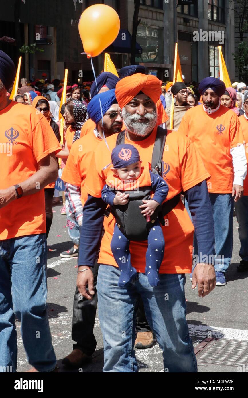 Madison Avenue, New York, USA, April 28, 2018 - Thousands of Sikhs and there Families Celebrate ...