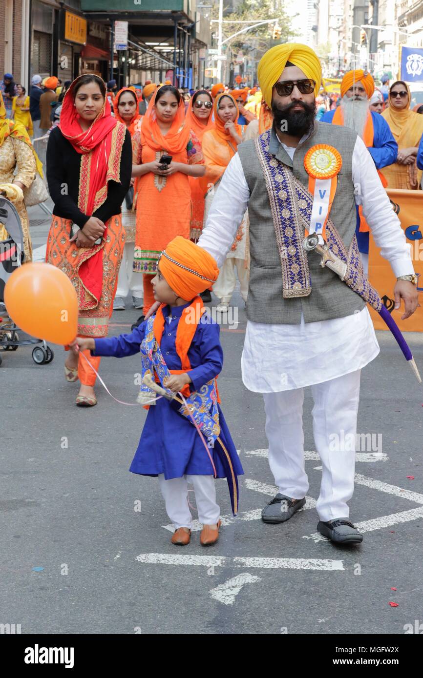 Madison Avenue, New York, USA, April 28, 2018 - Thousands of Sikhs and there Families Celebrate ...