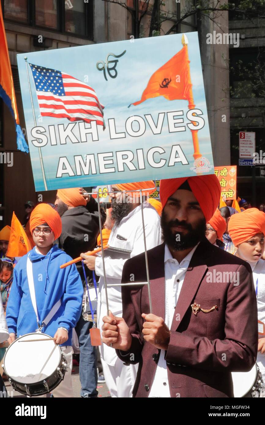Madison Avenue, New York, USA, April 28, 2018 - Thousands of Sikhs and there Families Celebrate ...