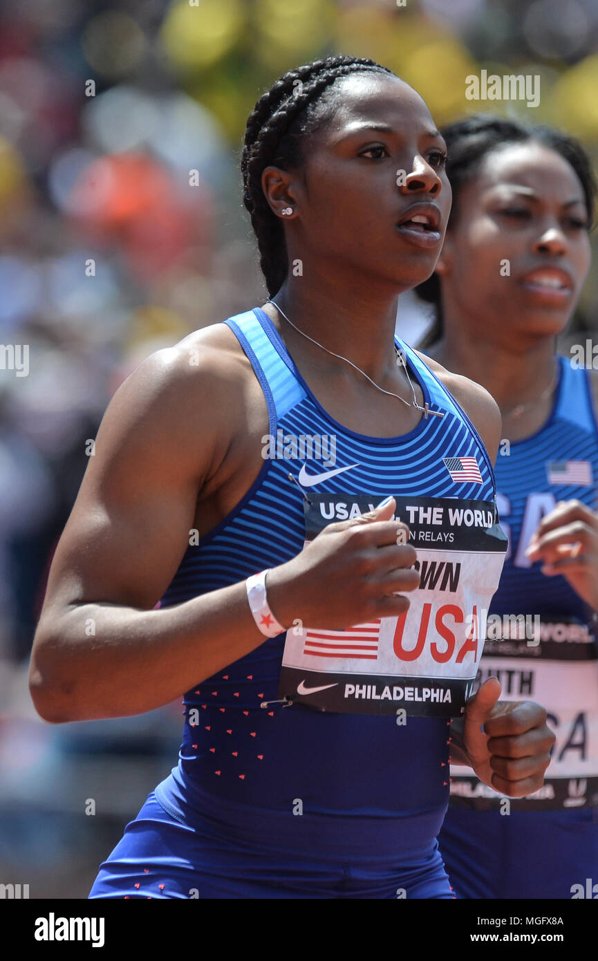 Philadelphia, Pennsylvania, USA. 28th Apr, 2018. DESTINEE BROWN watches ...