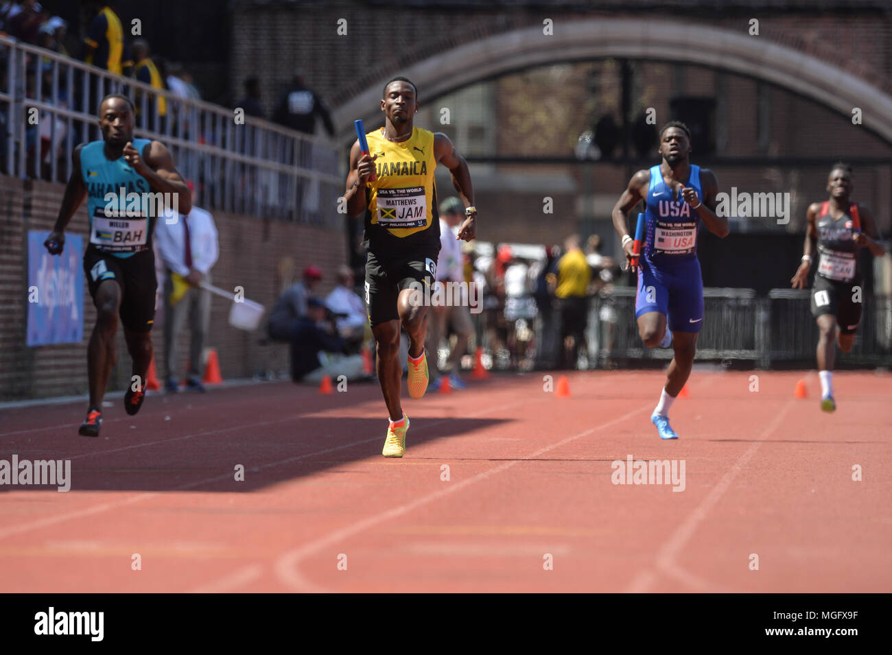 Philadelphia, Pennsylvania, USA. 28th Apr, 2018. PETER MATTHEWS leads ...