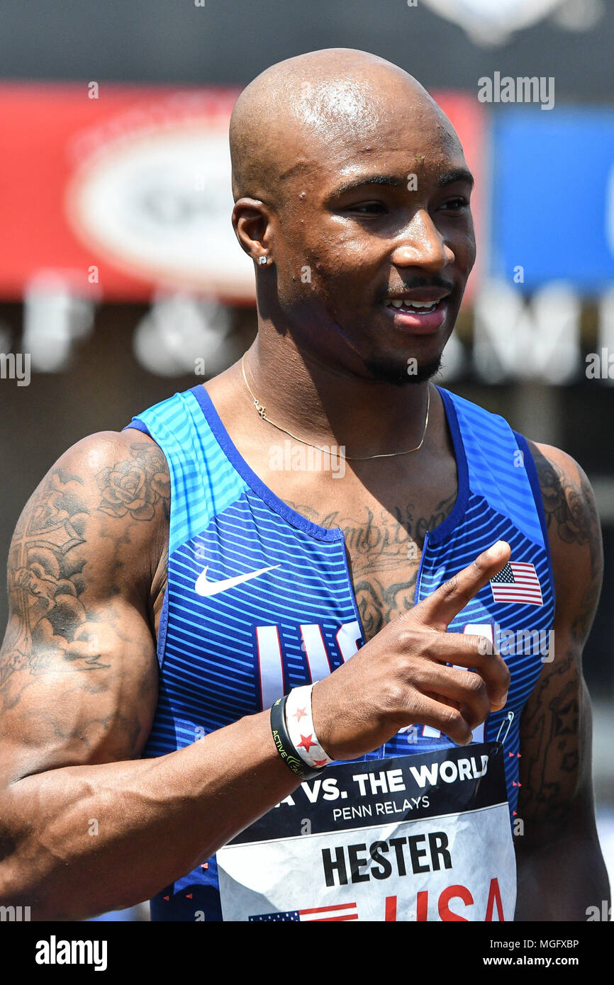 Philadelphia, Pennsylvania, USA. 28th Apr, 2018. TEVIN HESTER poses on ...