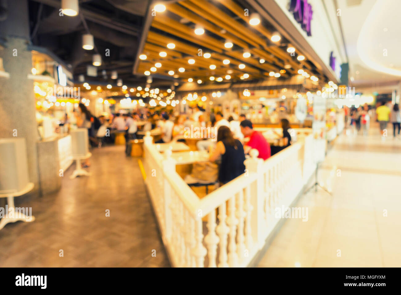 Food court and cafe in department store, Blurred scene background Stock ...